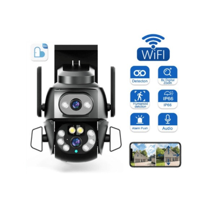 Camera de supraveghere Dubla PTZ de 8MP 4K model Q S800 cu Aplicatie